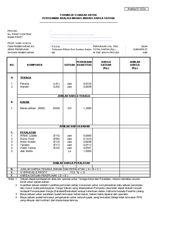 Analisa Harga Timbunan Pilihan | PDF