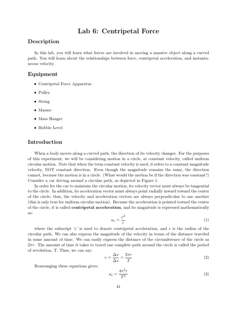 Investigating Centripetal Force Through Uniform Circular Motion ...