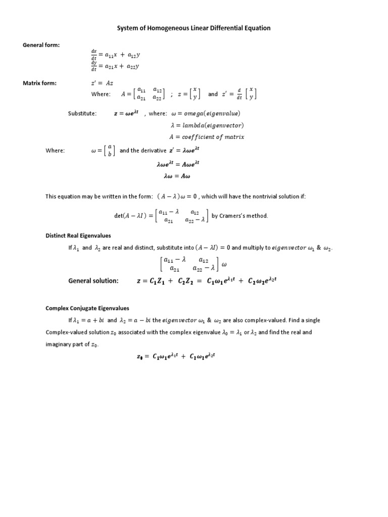 L3 System of Homogeneous Linear Differential Equation | PDF ...