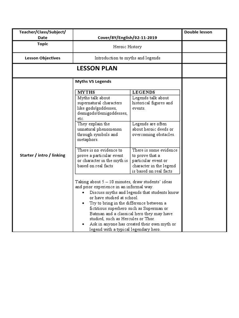 Week 7 - Lesson 4 | PDF | Hero | Legends