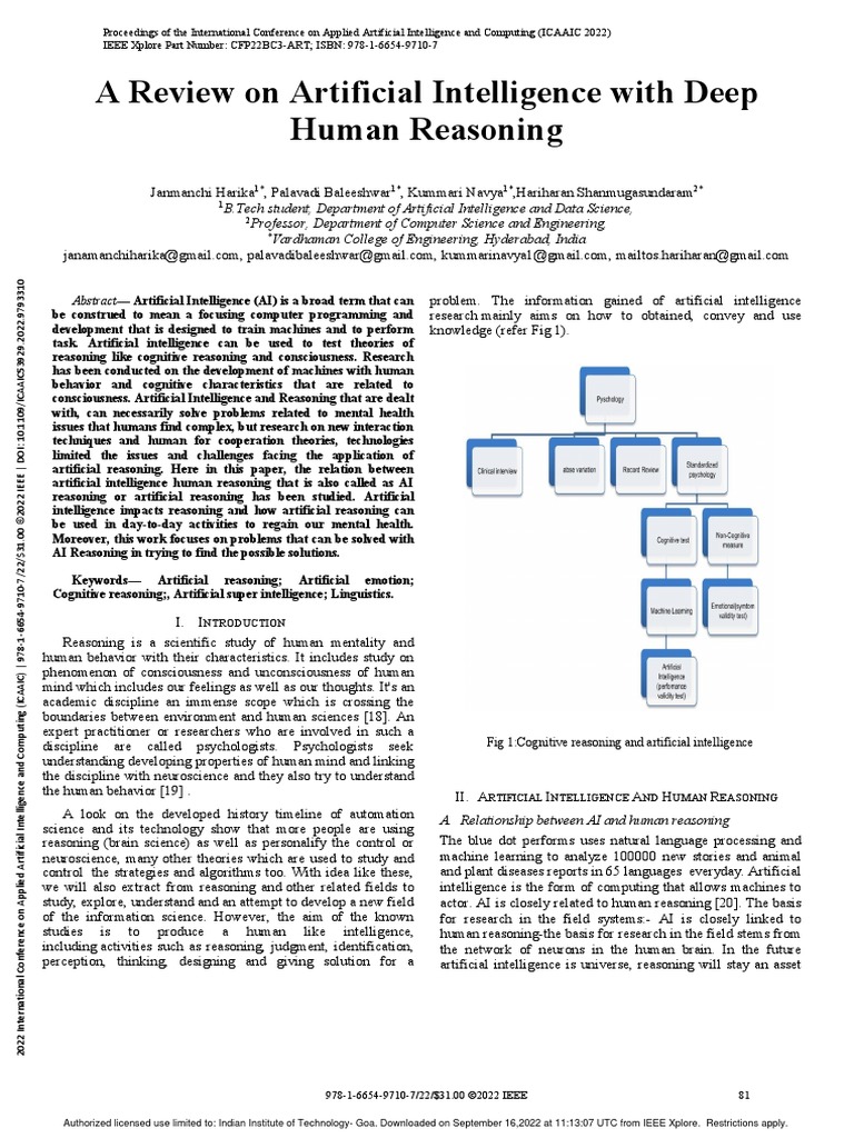 A Review On Artificial Intelligence With Deep Human Reasoning | PDF | Intelligence (AI ...