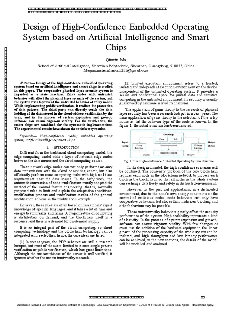 Design of High-Confidence Embedded Operating System Based On Artificial ... Design of High-Confidence Embedded Operating System Based On Artificial ...