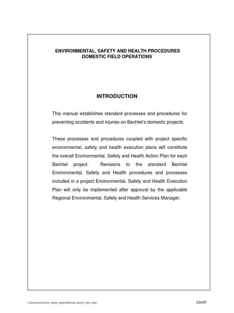 Bechtel Environmental Safety Manual | PDF | Technology & Engineering