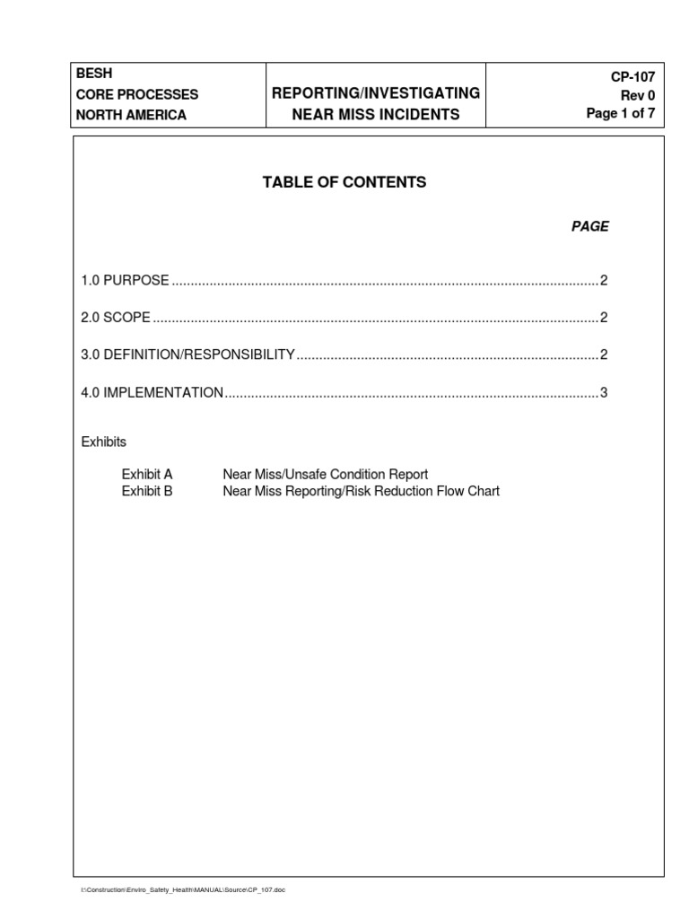 CP - 107 - Reporting-Investigating Near Miss Incidents | PDF CP - 107 - Reporting-Investigating Near Miss Incidents | PDF