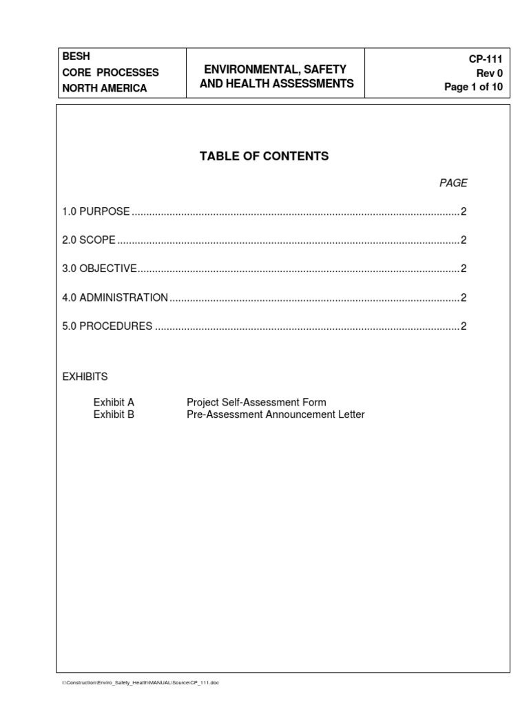 North America ES&H Assessment Guide | PDF | Safety | Occupational Safety And Health