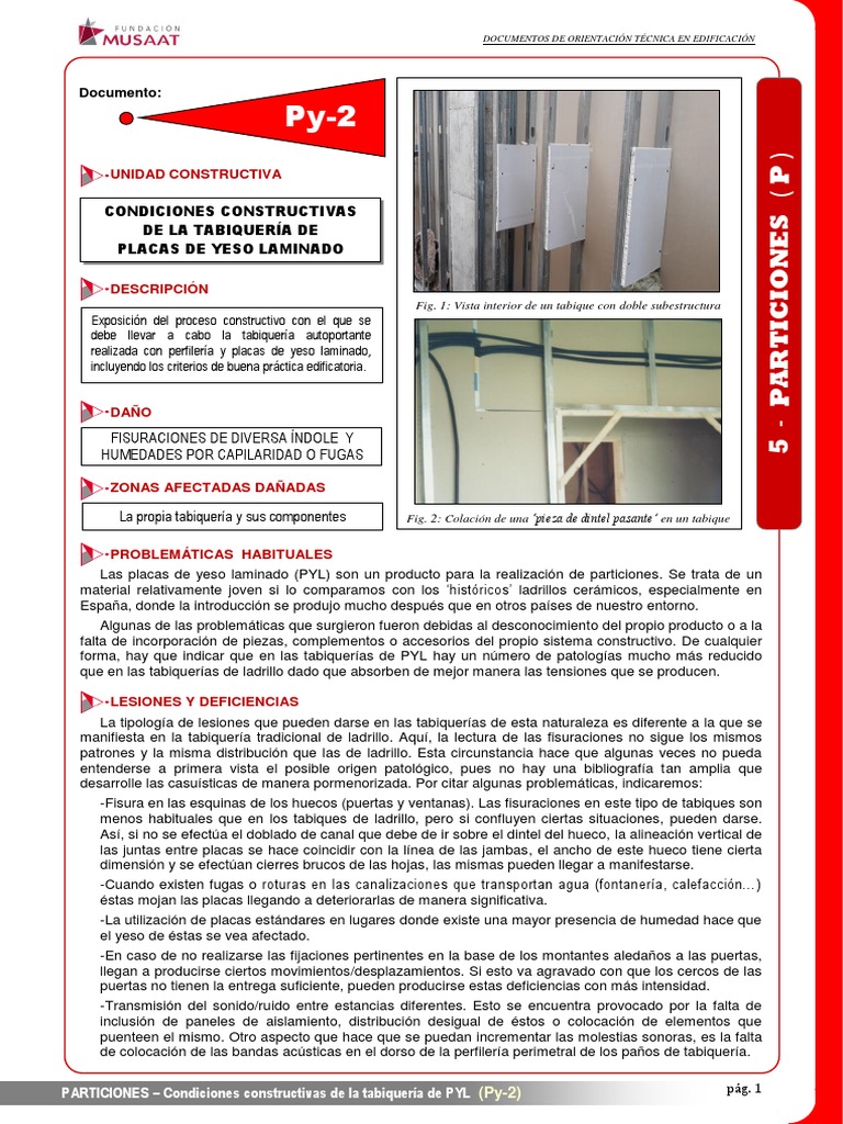 Condiciones Constructivas de La Tabiqueria PY2 | PDF | Paneles de yeso | Ventana