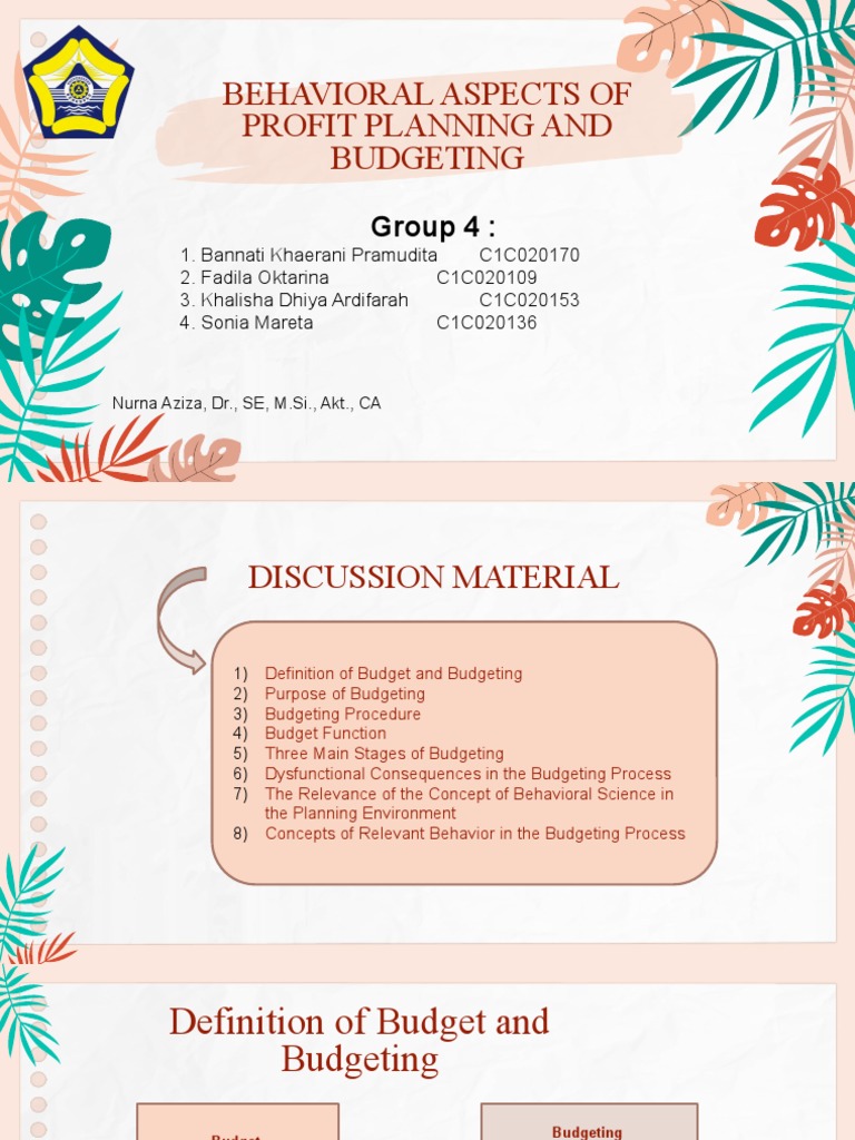 Group 4 - BEHAVIORAL ASPECTS IN PROFIT PLANNING | Download Free PDF ...