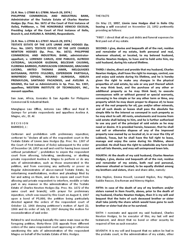 Case 61. PCIB Vs Escolin Full Text | PDF | Probate | Will And Testament