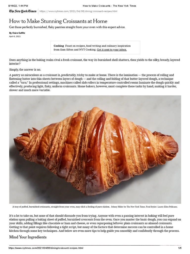 How To Make Croissants - The New York Times | PDF | Baking | Flour