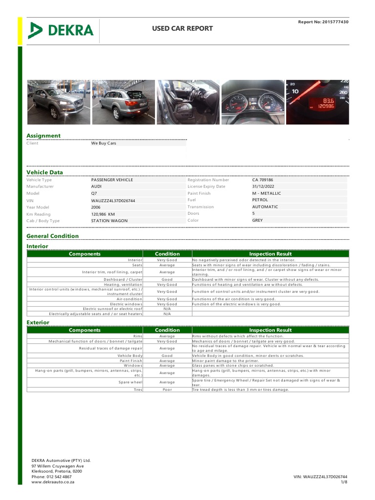 Used Car Report: Assignment | Download Free PDF | Tire | Car