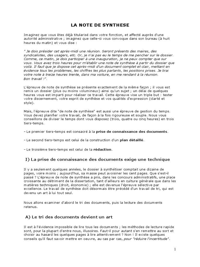 Techniques pour une Note de Synthèse Réussie | PDF | Art