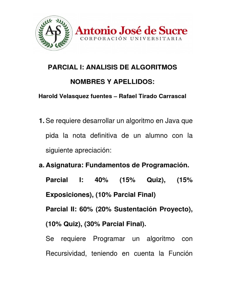 Primer Parcial Analisis | PDF | Algoritmos | Desarrollo de software