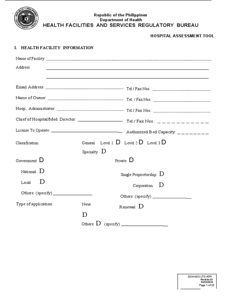Hospital Assessment Tool | PDF | Hospital | Medicine