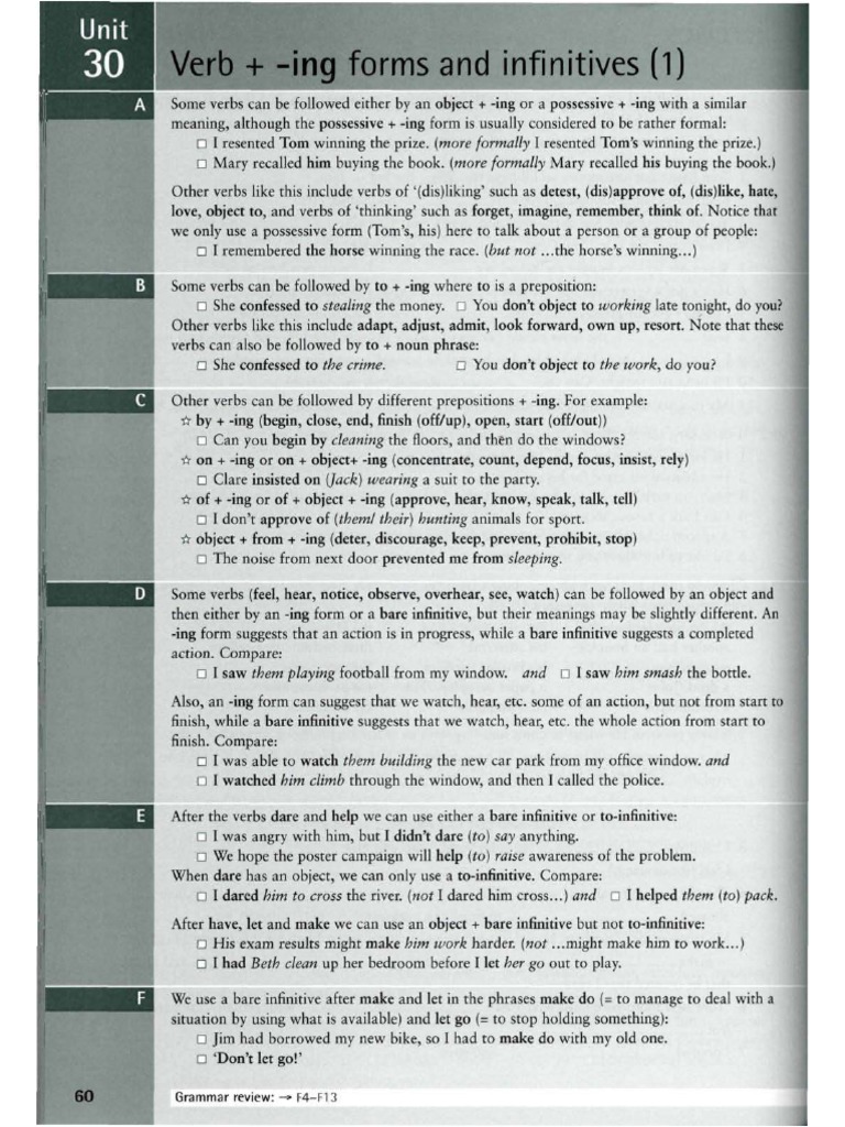 Verbs + Ing or Infinitive 01 | PDF