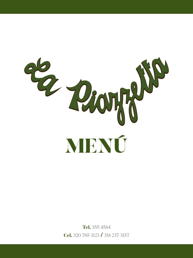 Menu Piazzetta | PDF | Pizza | Salsa de tomate