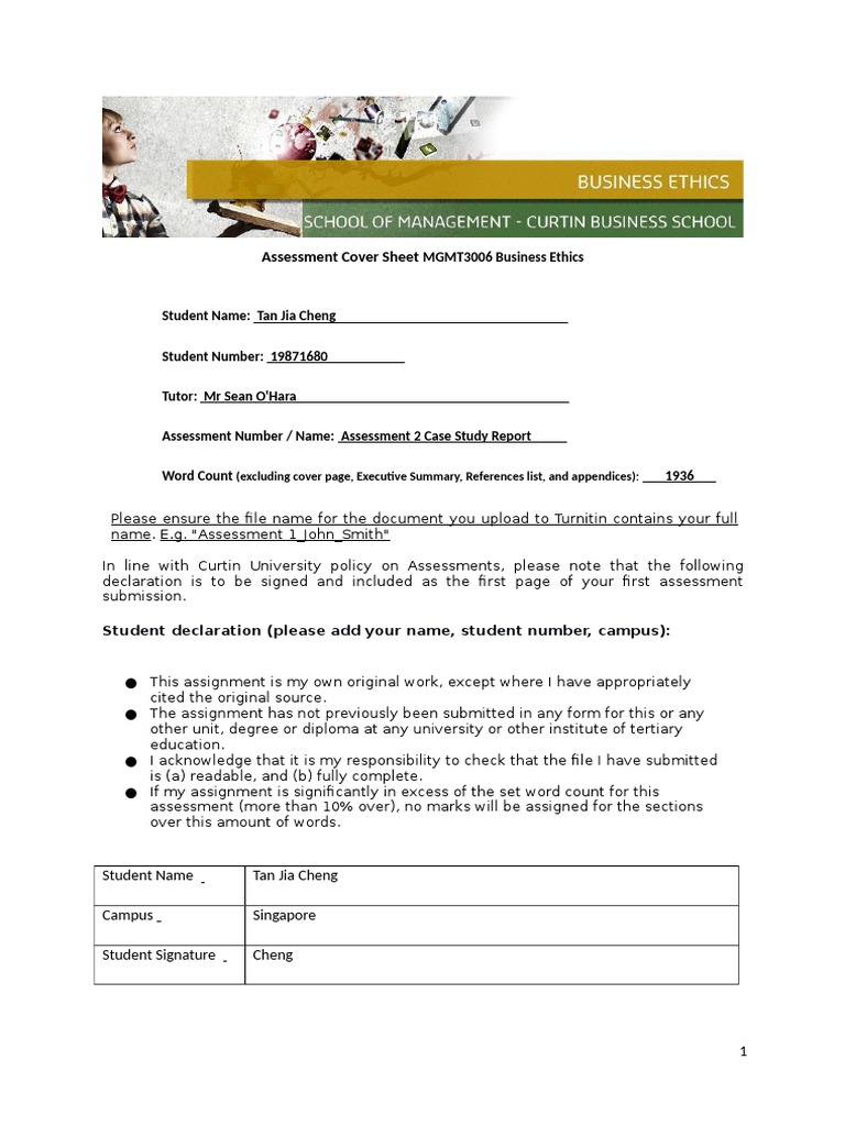 Business Ethics Assessment 2 Tan Jia Cheng | PDF | Virtue Ethics | Virtue