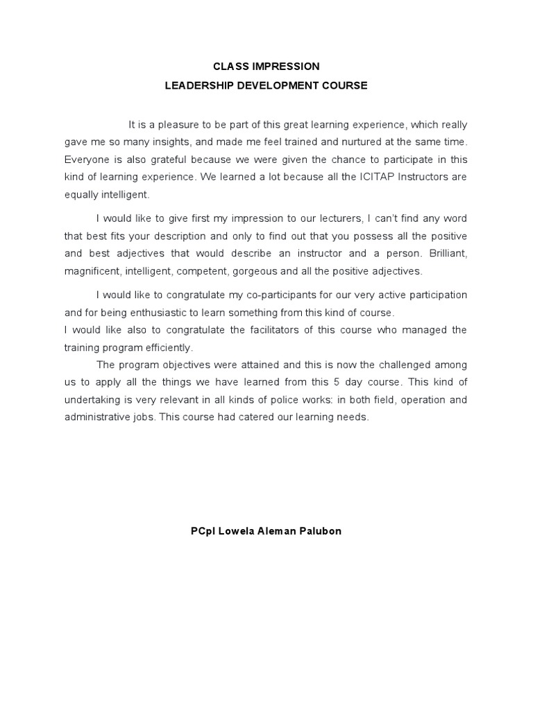 Class Impression | PDF | Career & Growth