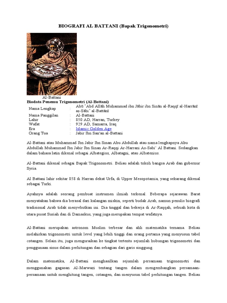 Biografi Al-Battani: Bapak Trigonometri | PDF | Agama & Spiritualitas