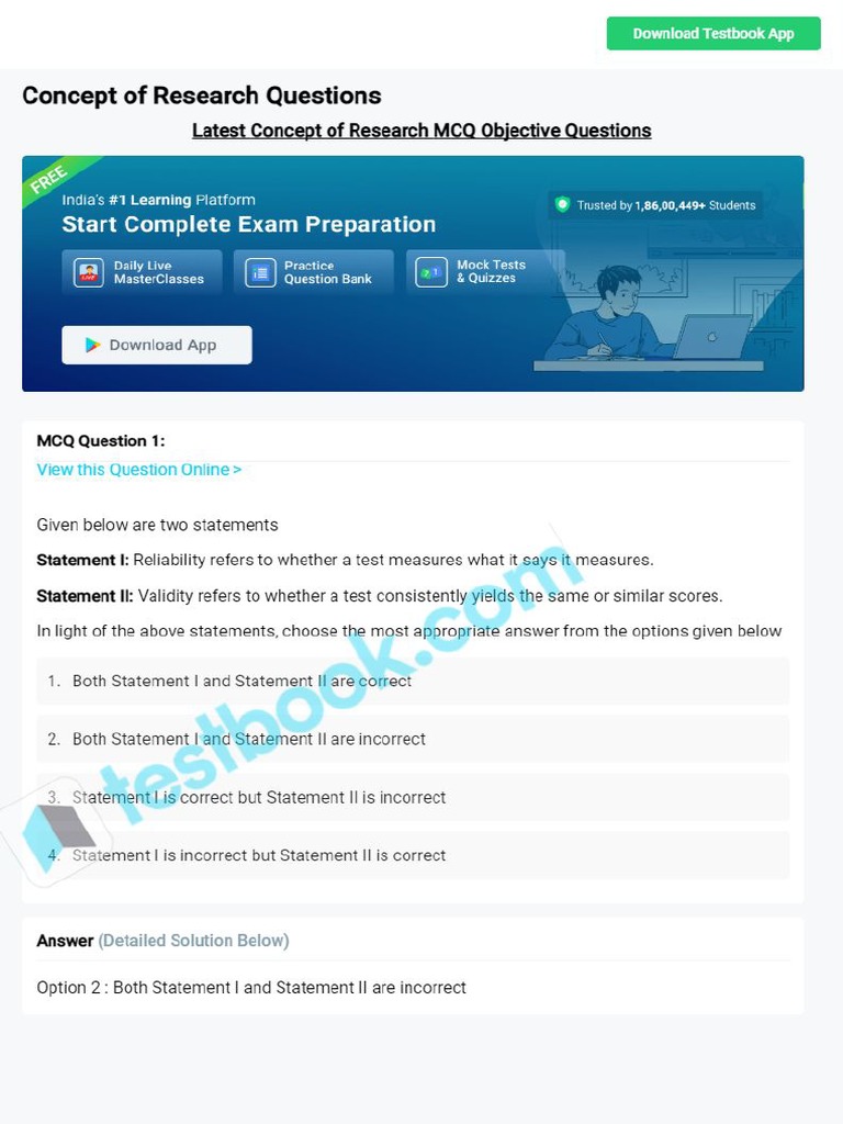 MCQ On Concept of Research 5eea6a0d39140f30f369e1d0 | PDF