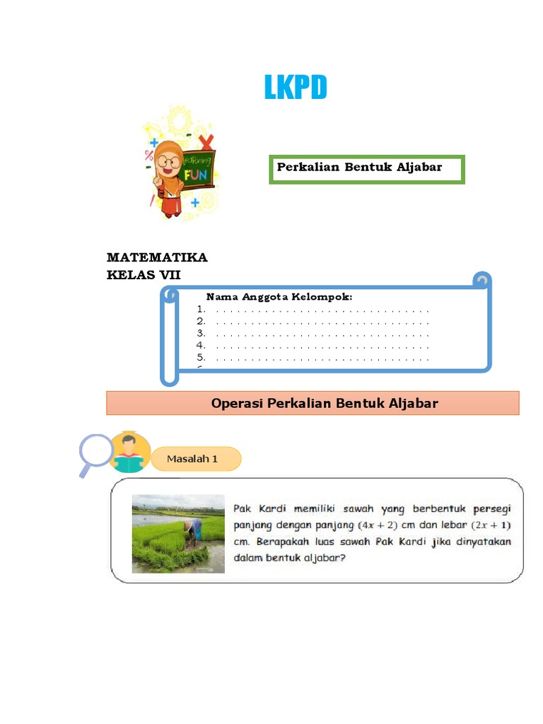 LKPD PBL Perkalian Bentuk Aljabar | PDF