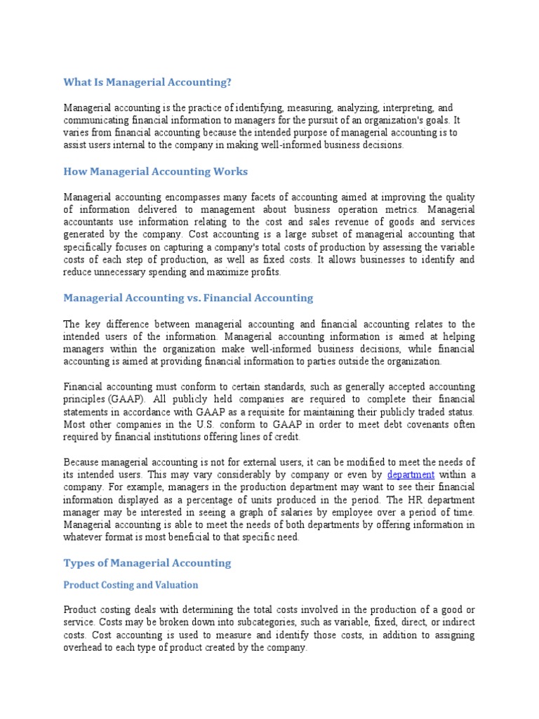 Managerial Accounting Fundamentals Explained | PDF | Management ...