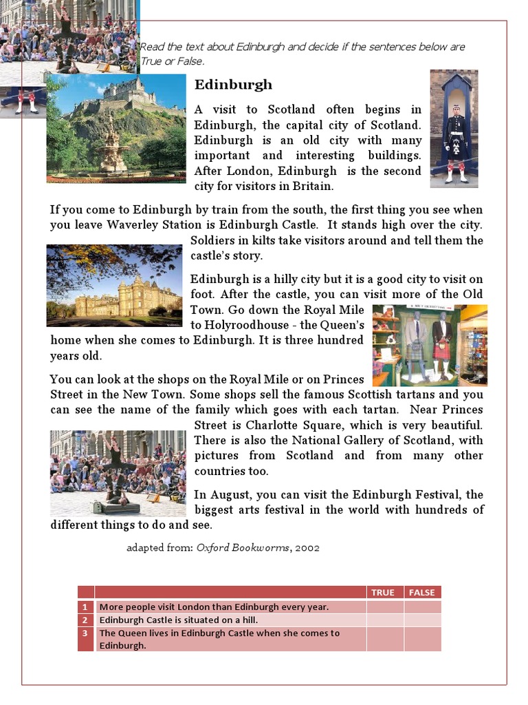 Edinburgh Reading Comprehension Exercises Tests 28498 | PDF