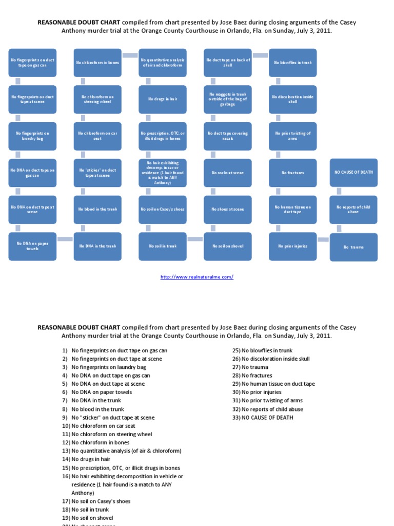 Reasonable Doubt Chart Casey Anthony | PDF