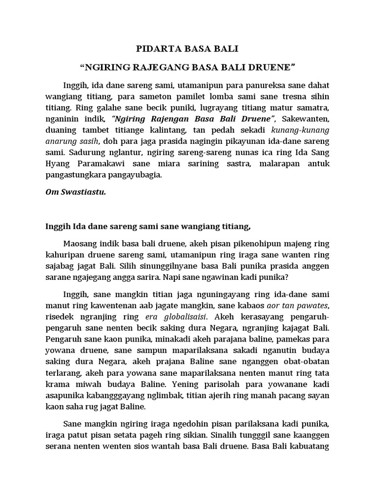 Pidarta Basa Bali | PDF | Kajian Bahasa Asing