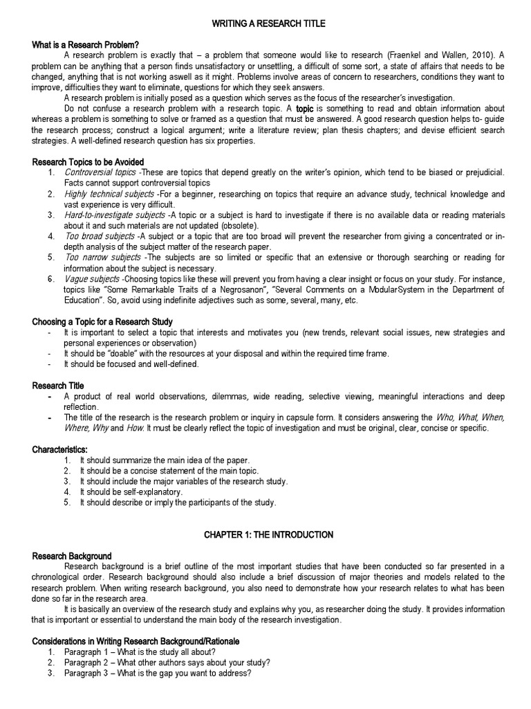 Writing A Research Title | PDF | Dependent And Independent Variables ...