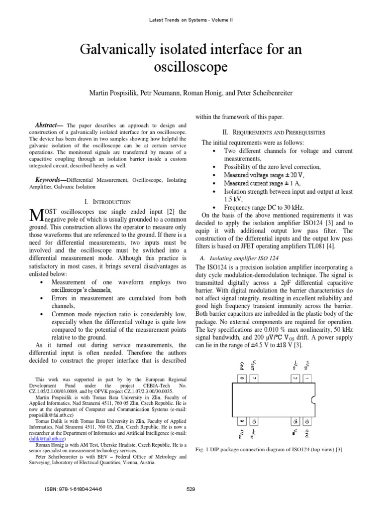 Galvanivally Isolated Interface For An Oscilloscope | PDF | Amplifier ...