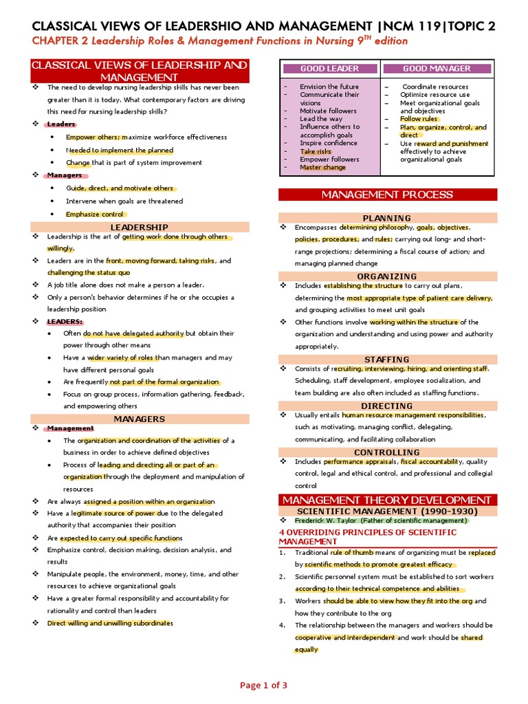 02 Lec Classical Views of Leadership and Management | Download Free PDF ...