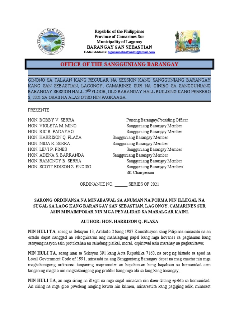 Anti-Illegal Gambling Ordinance | PDF