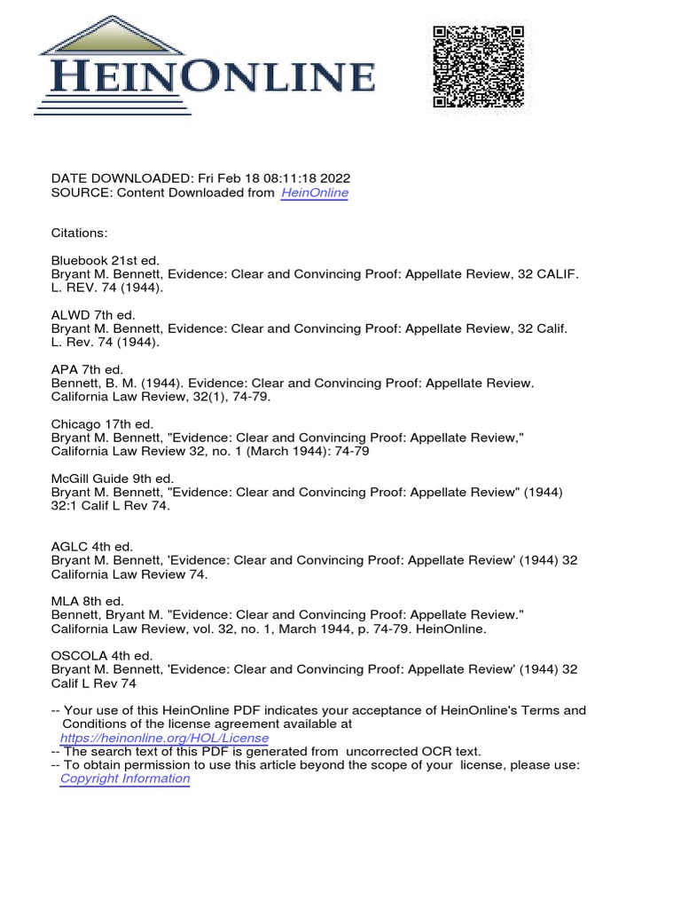 Evidence Clear and Convincing Proof | PDF | Burden Of Proof (Law ...