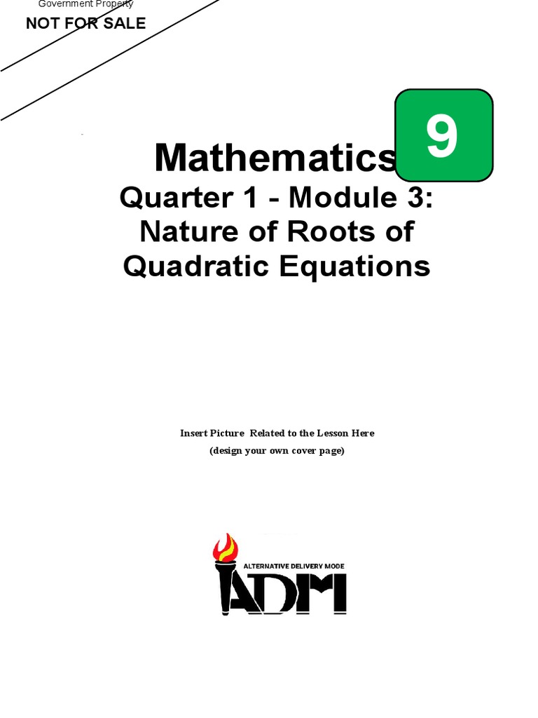 Math9 Q1 Mod3 QuadraticEquation Version3 | PDF | Quadratic Equation | Equations