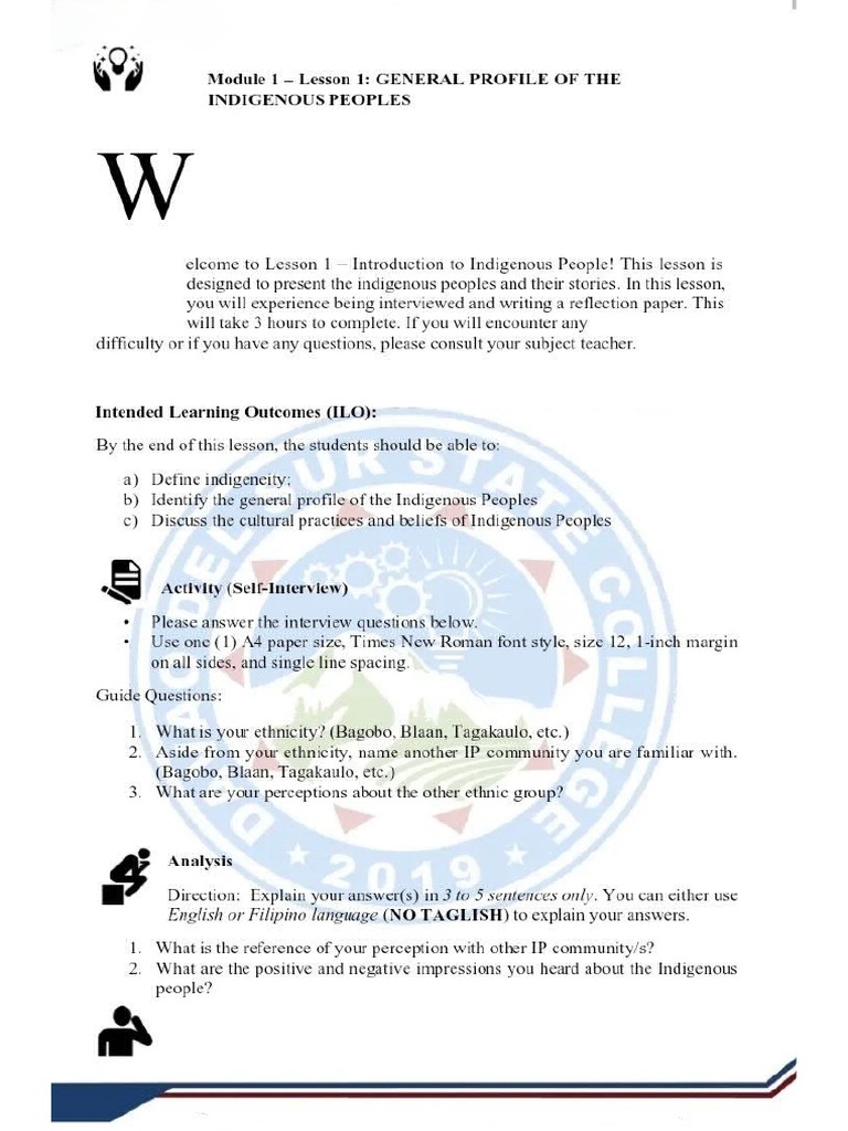 Module 1 Lesson 1 Philippine Indigenous Communities | PDF