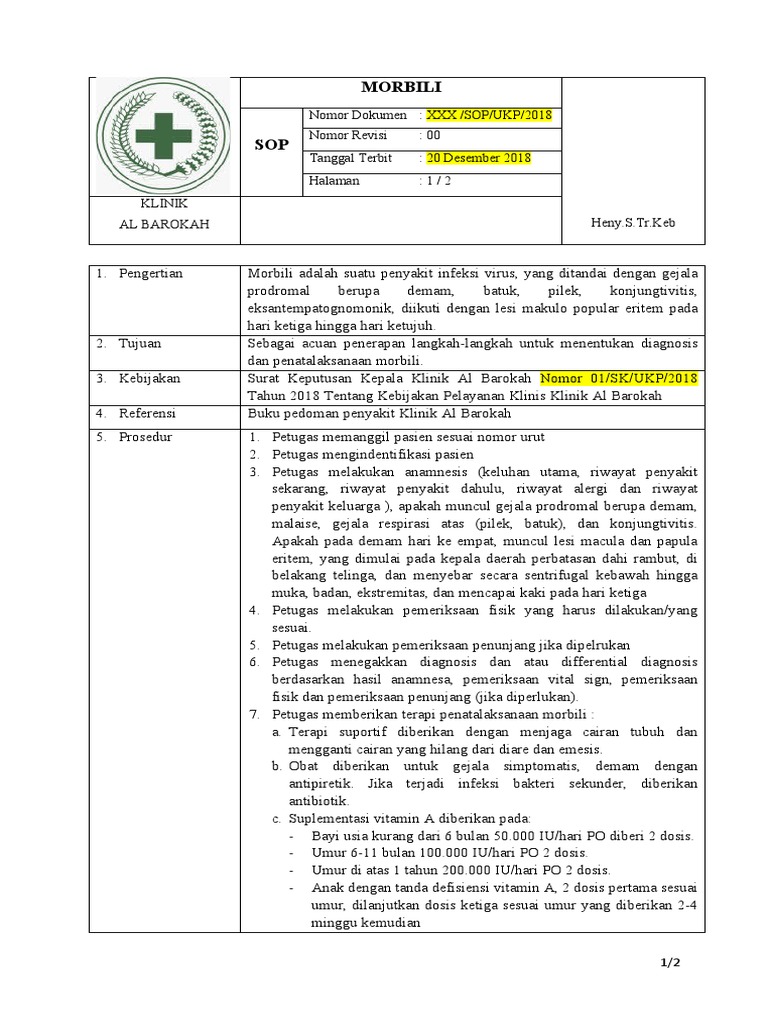 Tatalaksana Morbili di Klinik Al Barokah | PDF