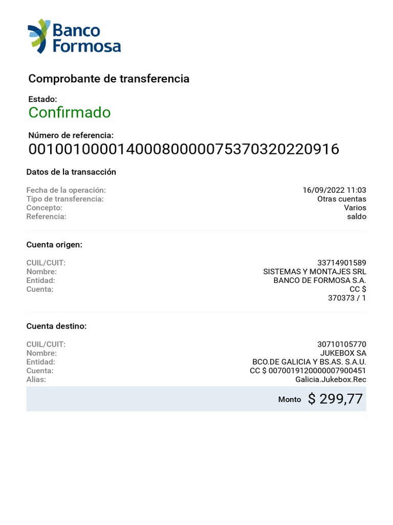 Comprobante de Transferencia Bancaria | PDF