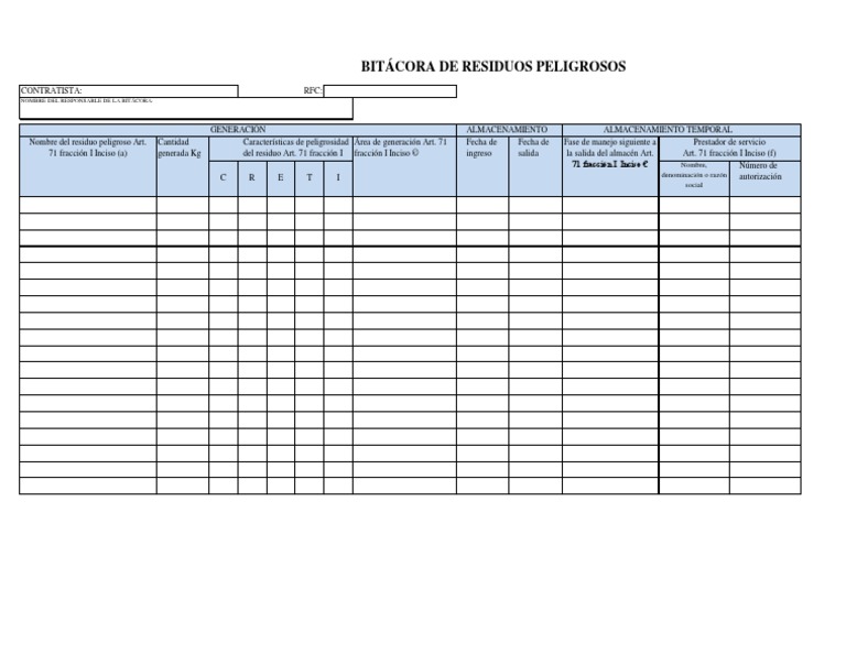 Bitacora Residuos Peligrosos | PDF Bitacora Residuos Peligrosos | PDF