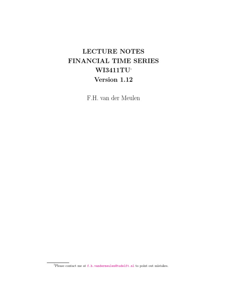 Lecture Notes WI3411TU Financial Time Series - 2021 | PDF | Stationary ...
