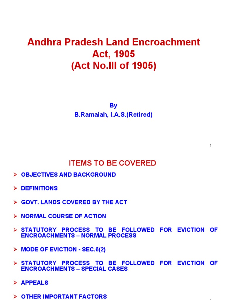 AP Land Encroachment Act | PDF | Appeal | Lease