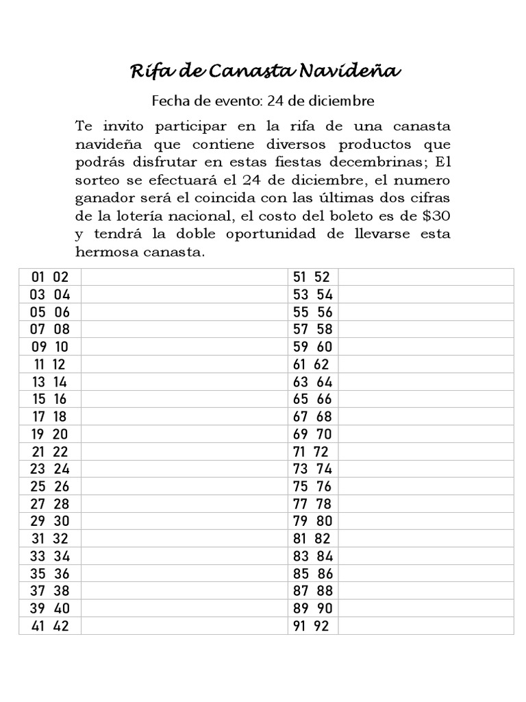Rifa de Canasta Navideña | PDF