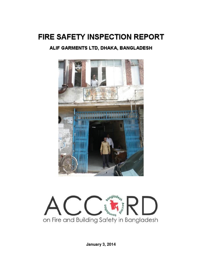 Alif Garments Fire Inspection Report | PDF | Fire Safety | Fire Sprinkler System