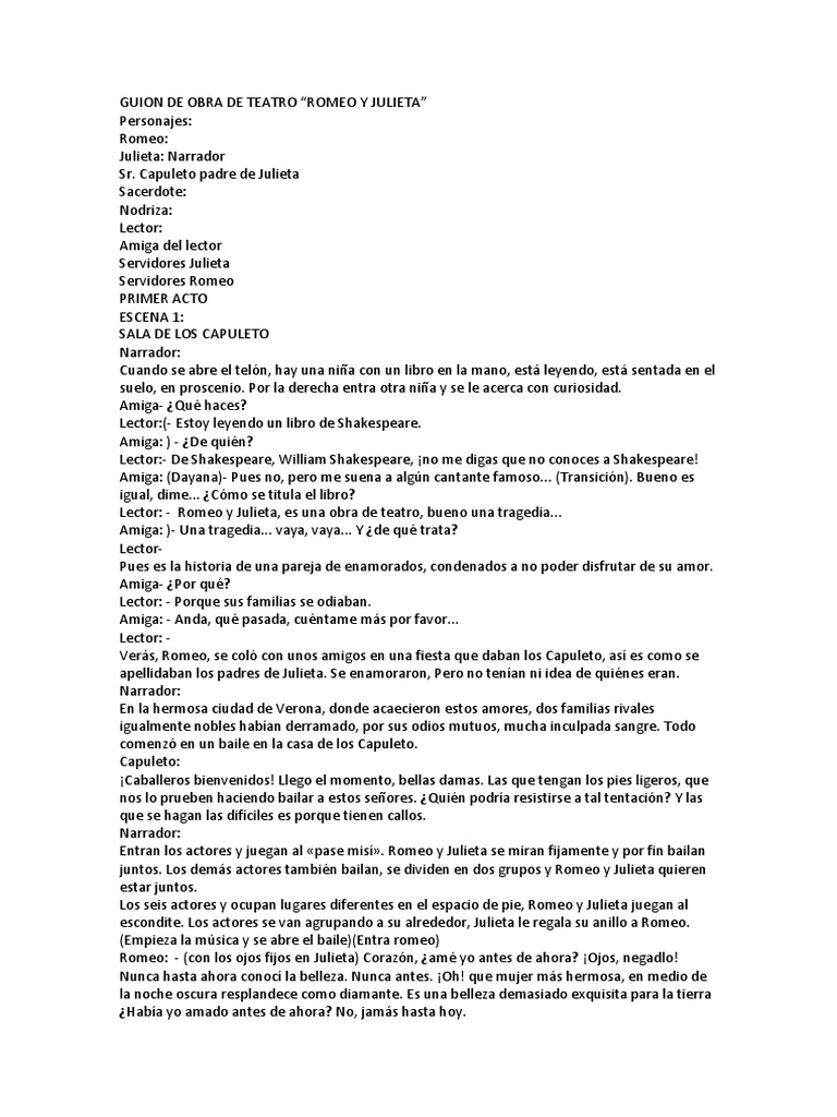 Guion Obra de Teatro | PDF | Romeo y Julieta