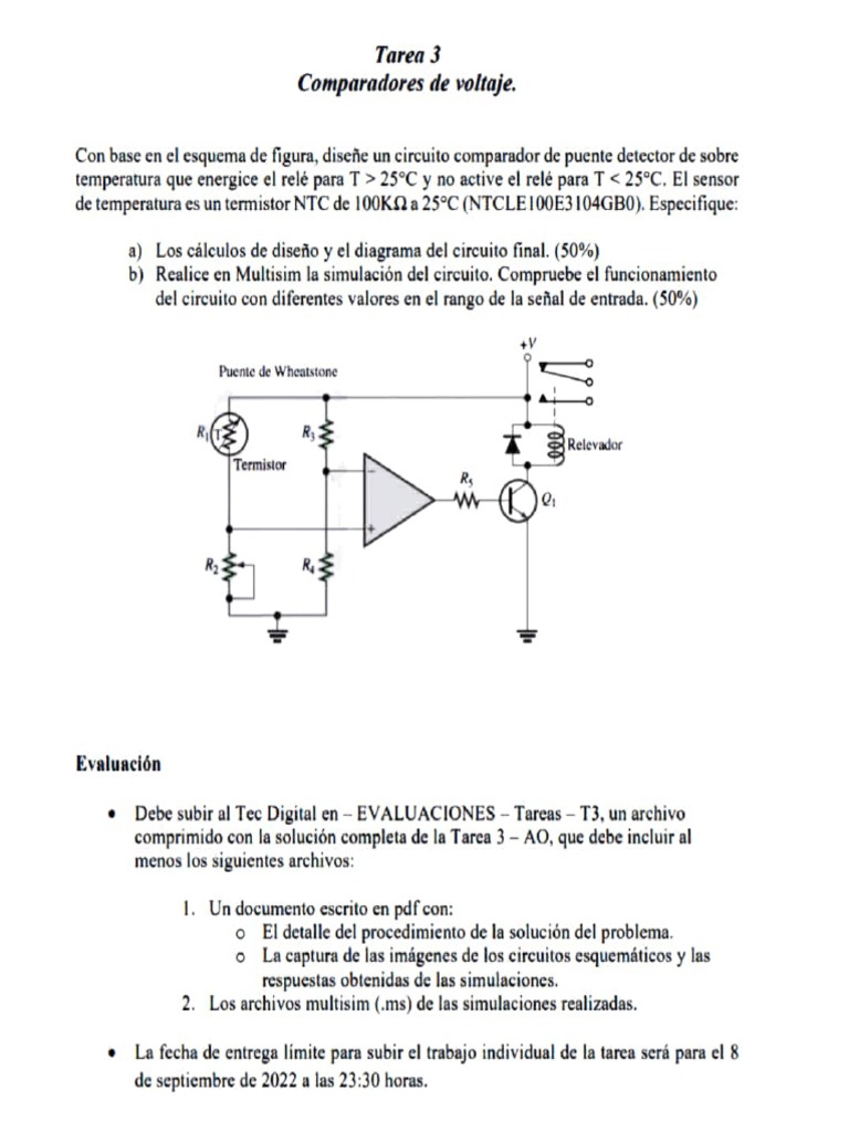 Diseño y simulación de un circuito comparador de temperatura con ...