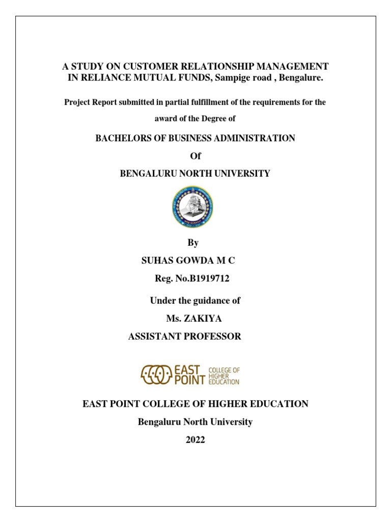 Suhas Gowda M C B1919712 | PDF | Investment Fund | Customer Relationship Management