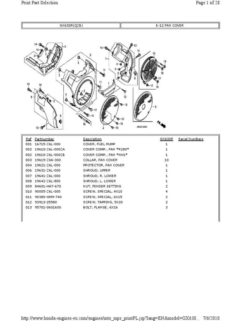 Catalogo Motor Honda GX630 | PDF | Machines | Vehicle Parts
