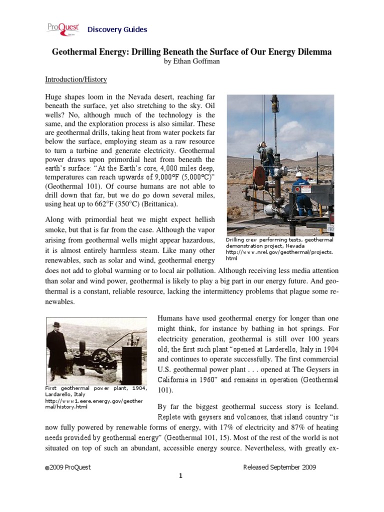 Geothermal Energy Drilling Beneath The Surface of Our Energy Dilemma ...