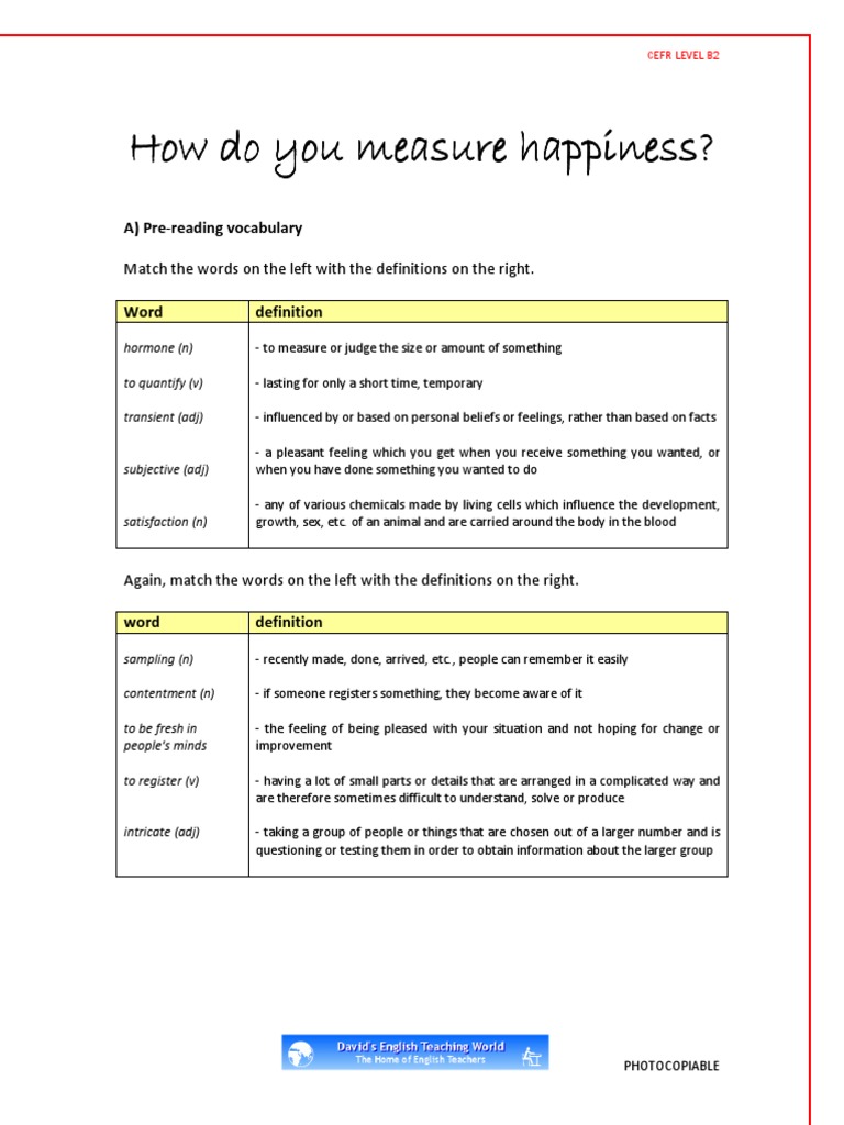 How Do You Measure Happiness - B1 | PDF | Happiness | Contentment