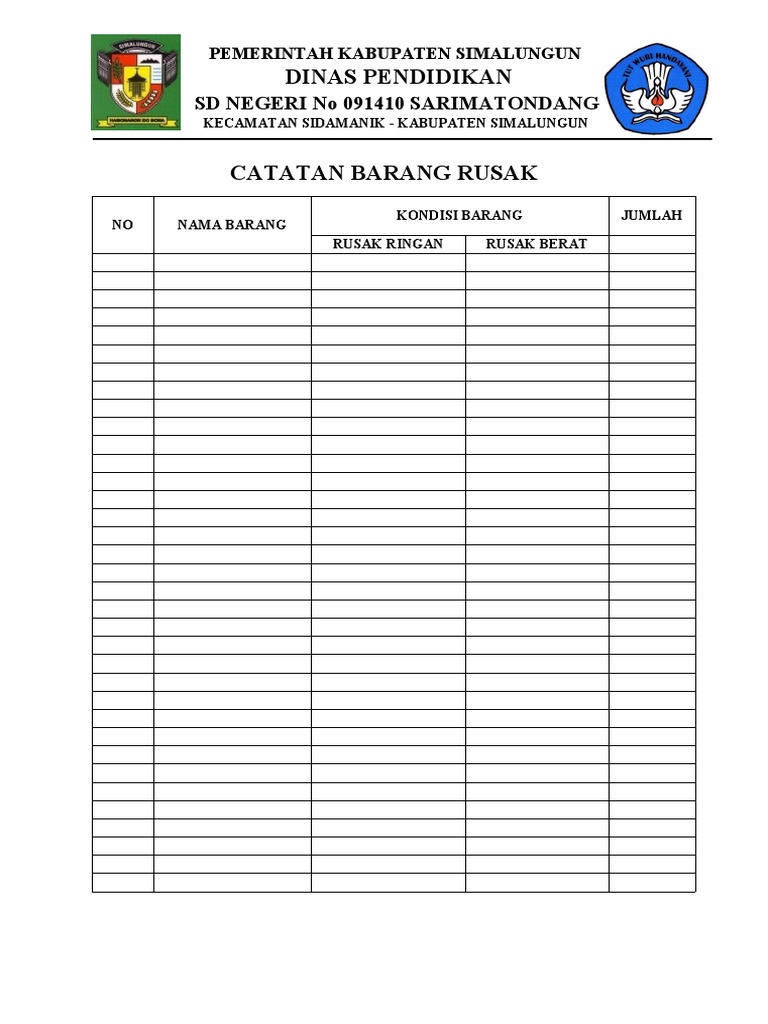 Catatan Barang Rusak | PDF