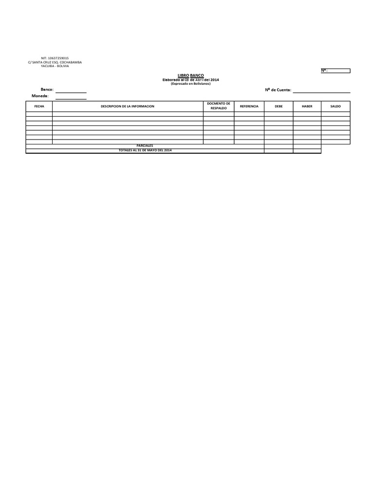 Modelo de Libro Banco | PDF